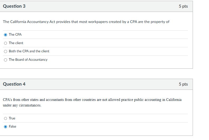 Solved Question 3The California Accountancy Act provides | Chegg.com
