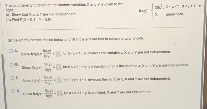 Solved The joint density function of the random variables X | Chegg.com