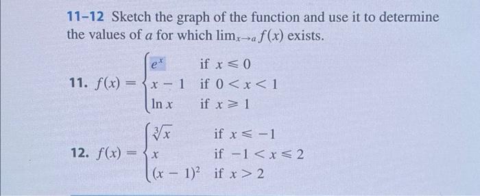 Solved 11-12 Sketch the graph of the function and use it to | Chegg.com