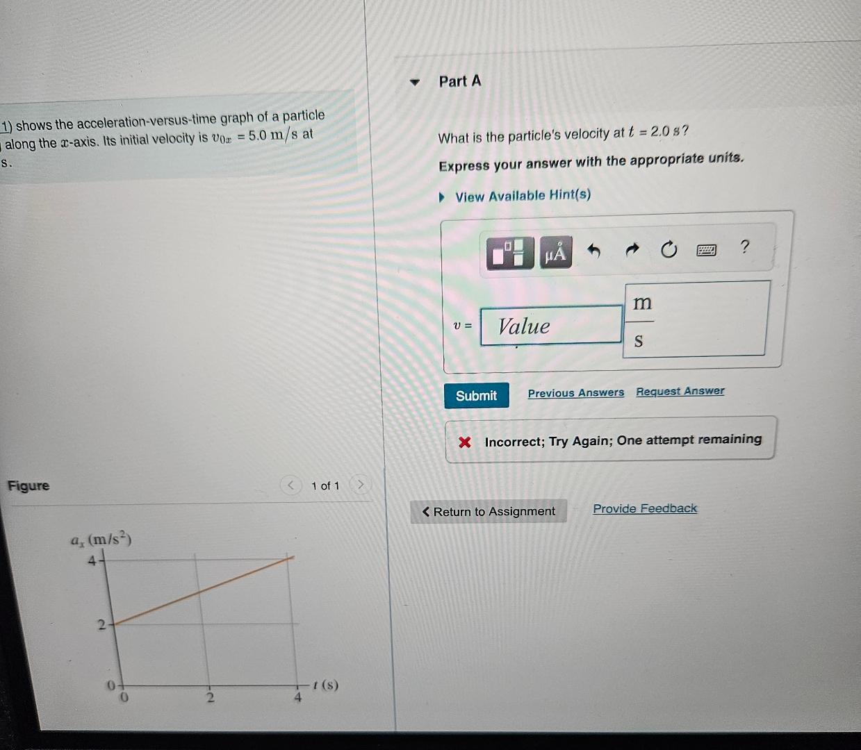 Solved Part Ashows the acceleration-versus-time graph of a | Chegg.com
