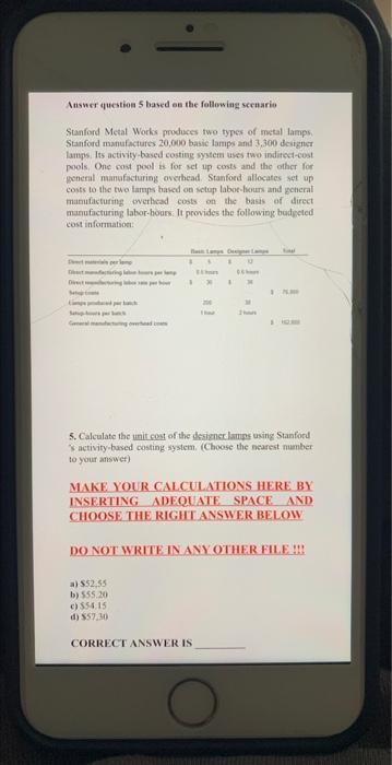 Solved Answer question 5 based on the following scenario | Chegg.com