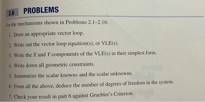 Solved Problem 2.2 3 2.6 PROBLEMS For the mechanisms shown | Chegg.com