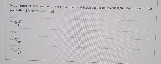 Solved Two uniform spheres, each with mass M and radius | Chegg.com