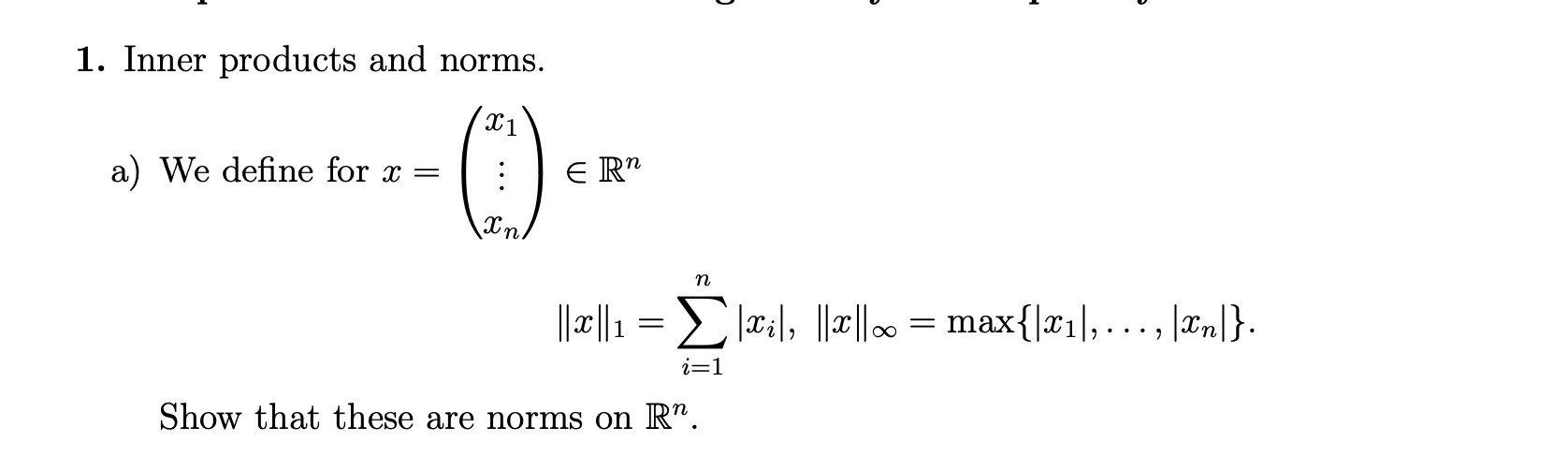 Inner products and norms.a) ﻿We define for | Chegg.com