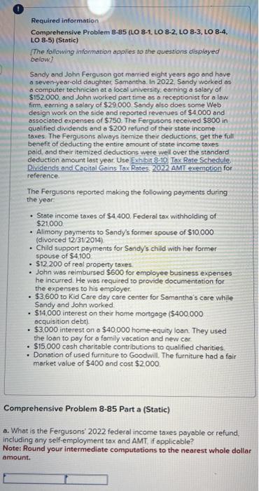 Solved Required information Comprehensive Problem 8-85 (LO | Chegg.com