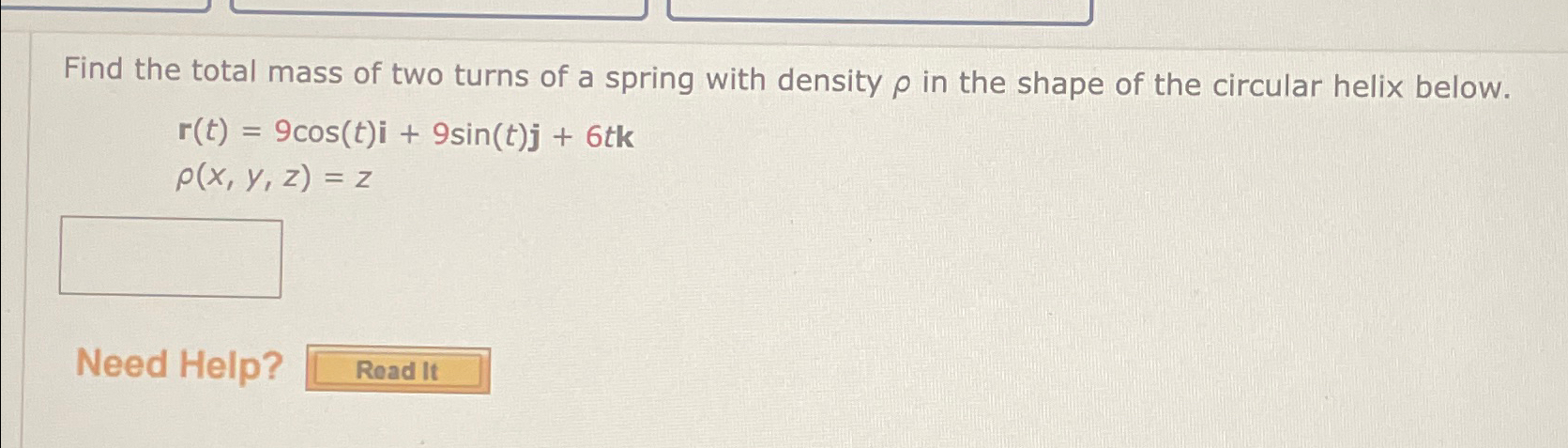 Solved Find the total mass of two turns of a spring with | Chegg.com