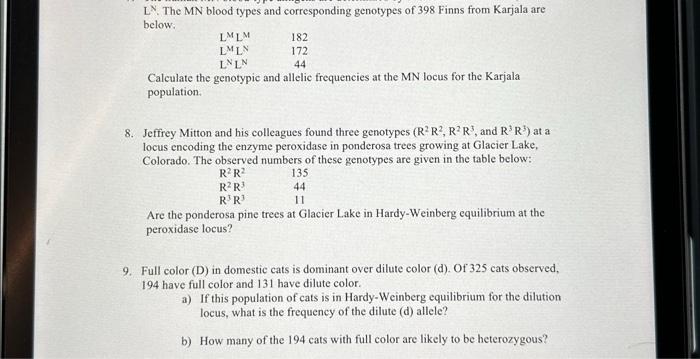 Solved LX. The MN blood types and corresponding genotypes of | Chegg.com