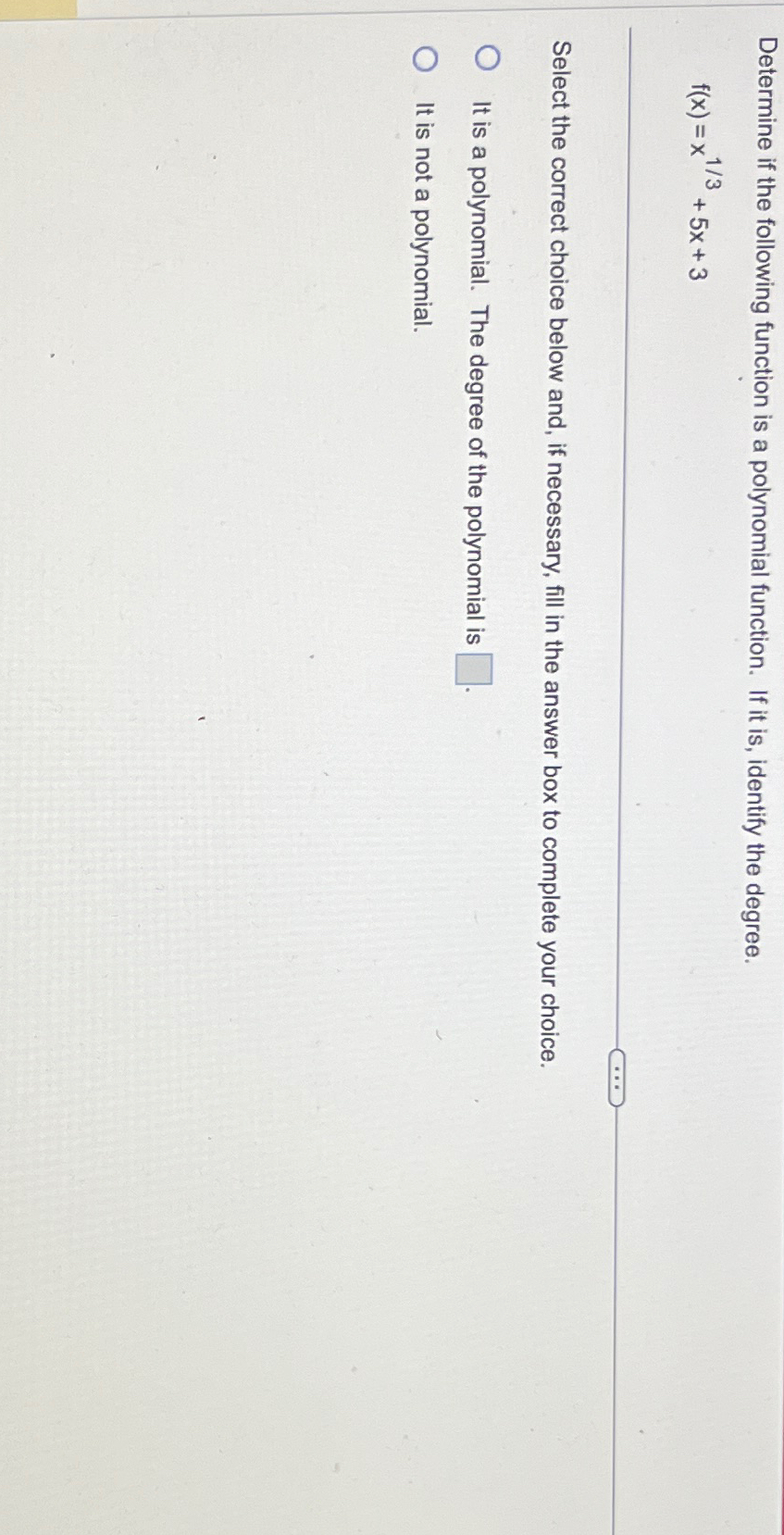 Solved Determine if the following function is a polynomial | Chegg.com