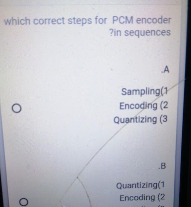Solved which correct steps for PCM encoder ?in sequences „А | Chegg.com