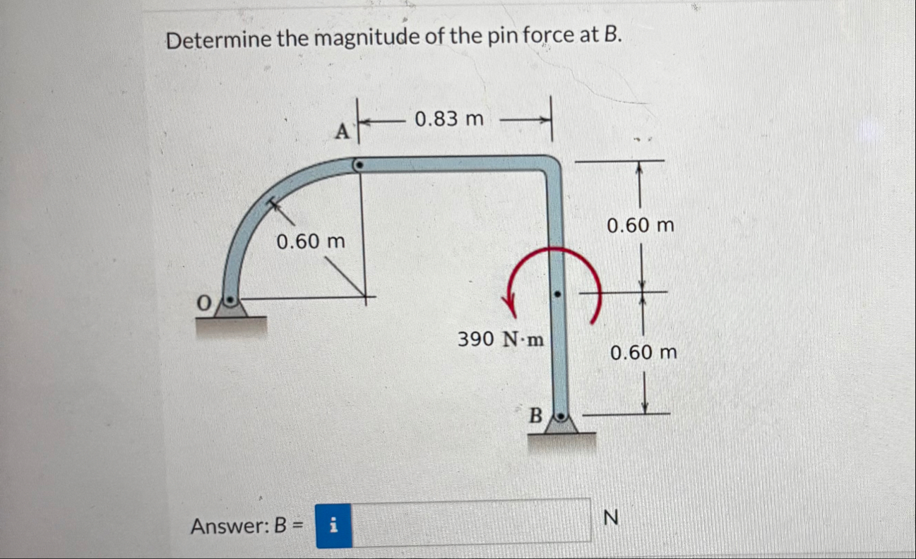Solved Determine the magnitude of the pin force at B.Answer: | Chegg.com