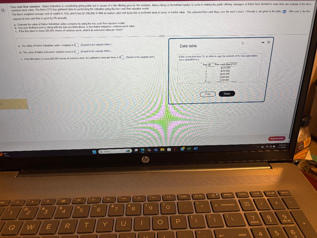 Solved Question content area top Part 1 ﻿Free cash flow | Chegg.com