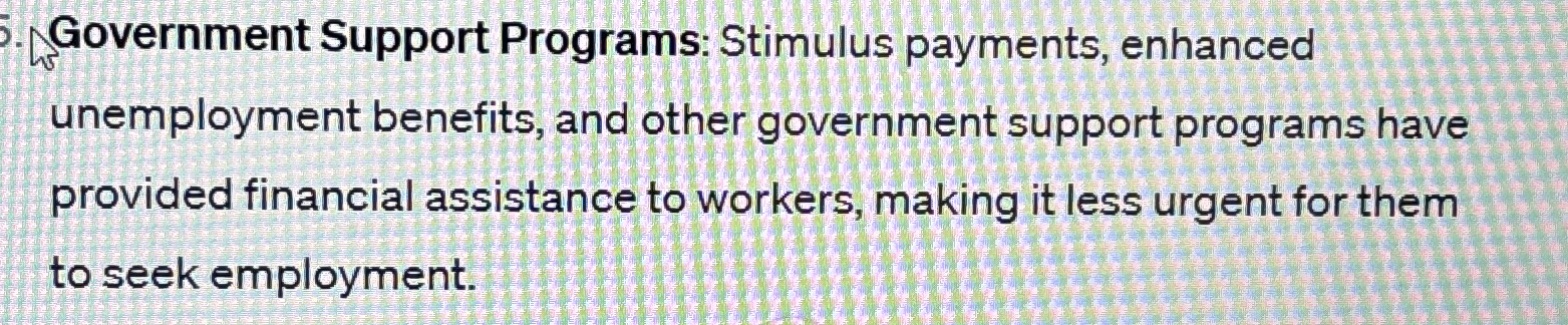 Solved Government Support Programs: Stimulus payments, | Chegg.com