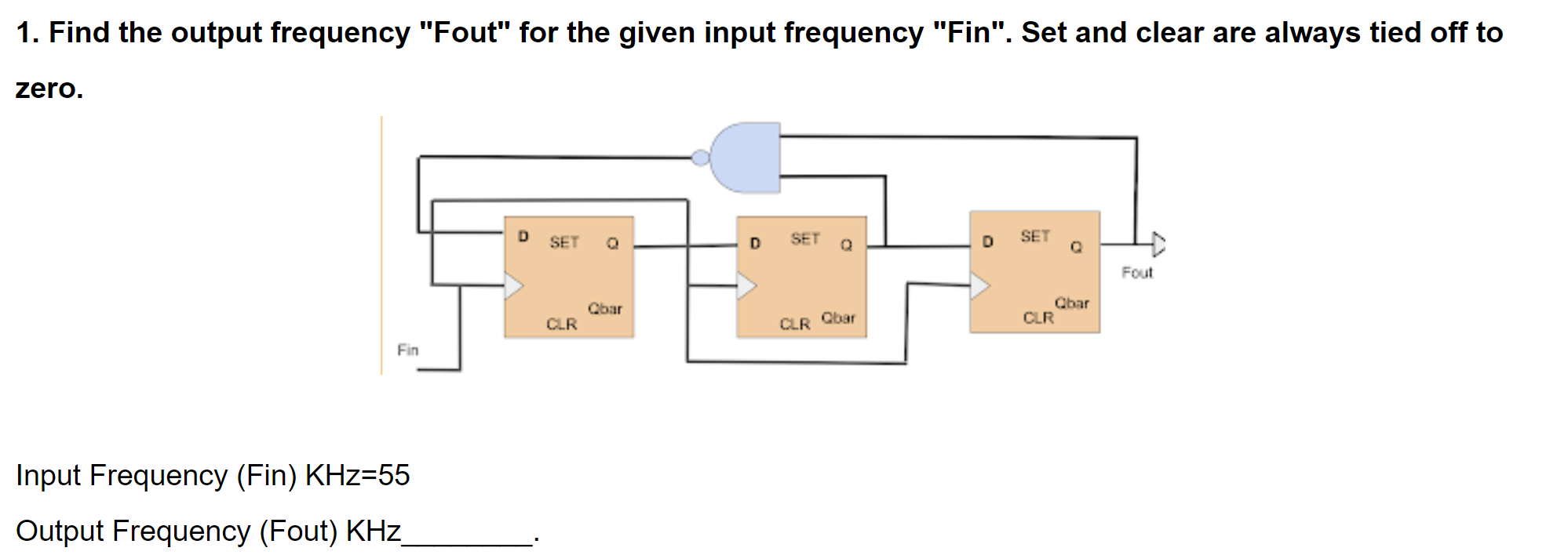 Solved Find the output frequency "Fout" for the given input | Chegg.com