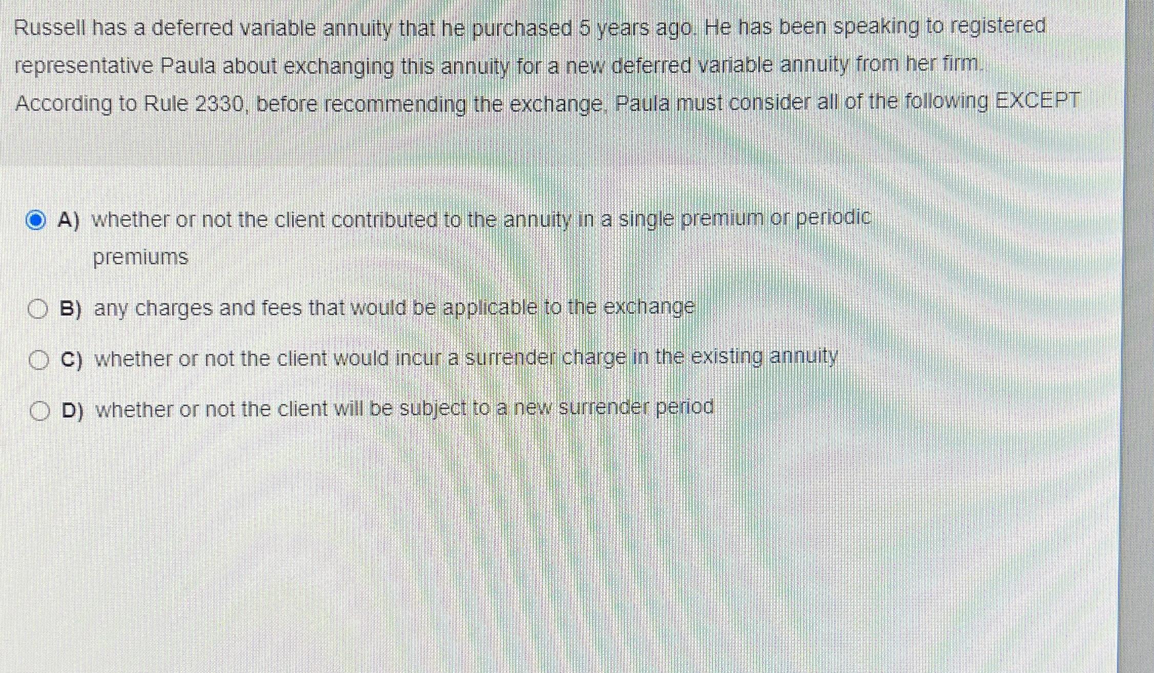 Solved Russell has a deferred variable annuity that he | Chegg.com