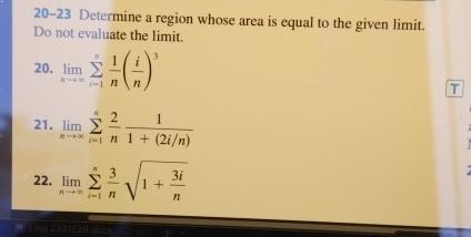 Solved 20-23 ﻿Determine a region whose area is equal to the | Chegg.com