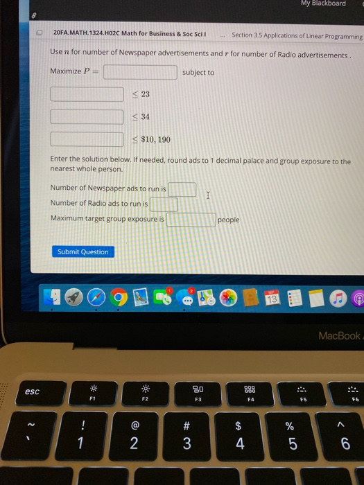 Solved 20FA.MATH.1324.H02C Math for Business & Soc Sci | Chegg.com