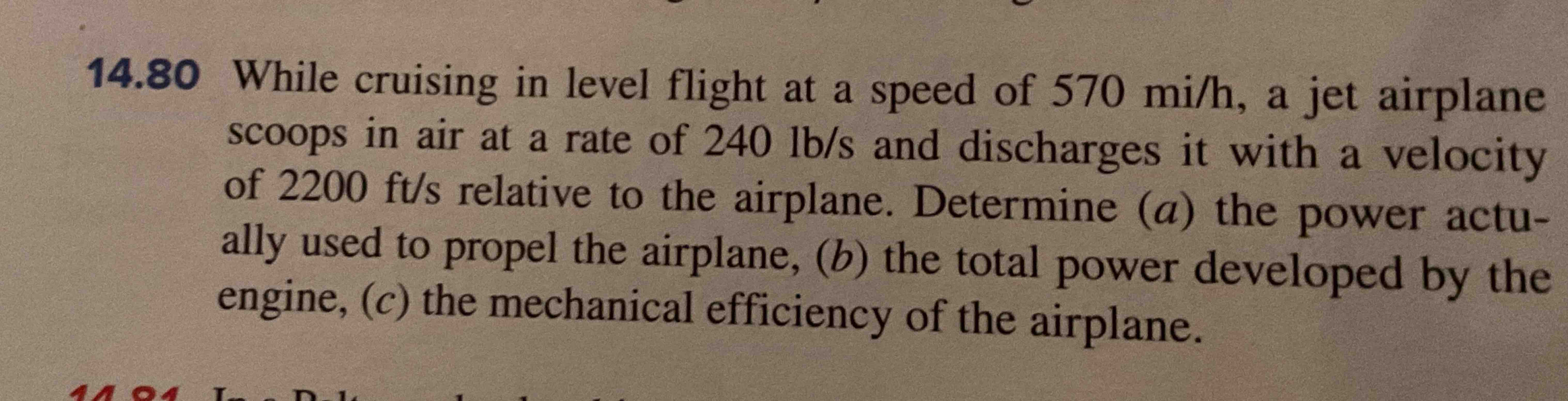 Solved 14.80 ﻿While cruising in level flight at a speed of | Chegg.com