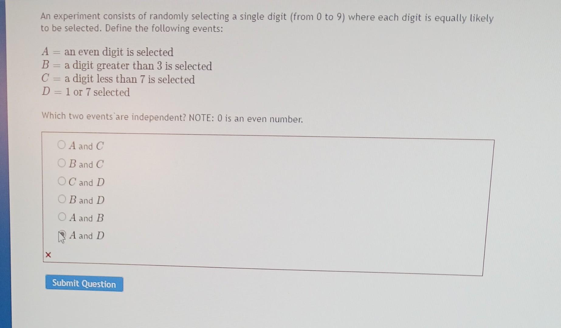 Solved An experiment consists of randomly selecting a single | Chegg.com