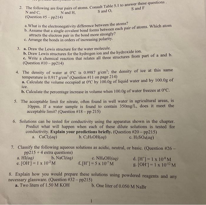 Solved 2. The following are four pairs of atoms. Consult | Chegg.com