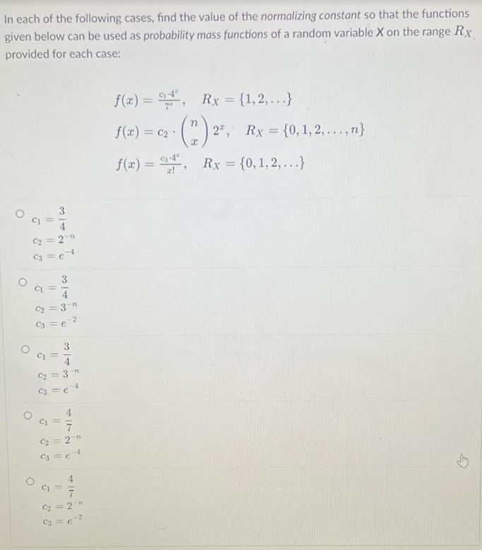 Solved In each of the following cases, find the value of the | Chegg.com