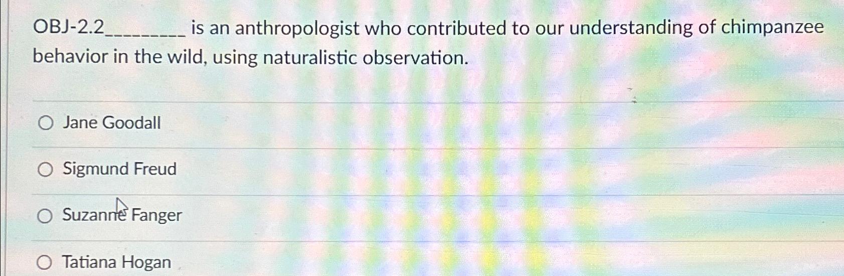 Solved OBJ-2.2 ﻿is an anthropologist who contributed to our | Chegg.com