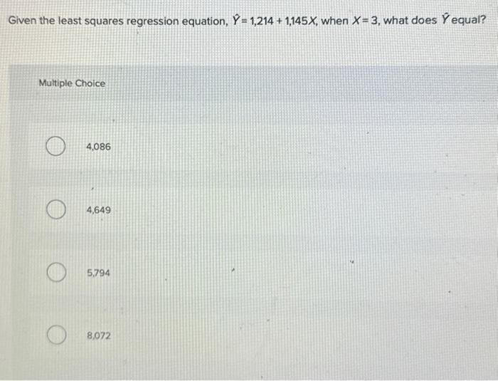 Solved Given the least squares regression equation, | Chegg.com