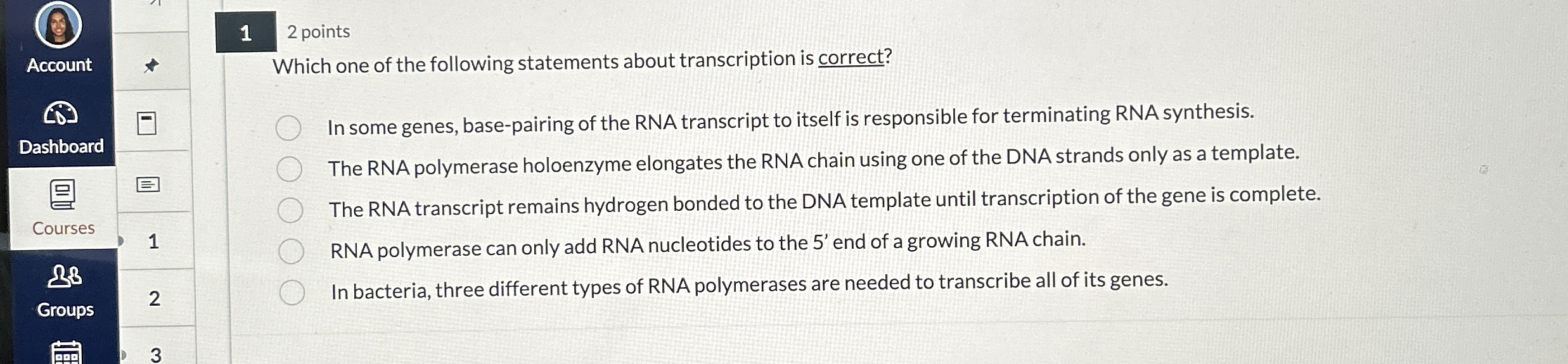 Solved 1 2 ﻿points Which one of the following statements | Chegg.com