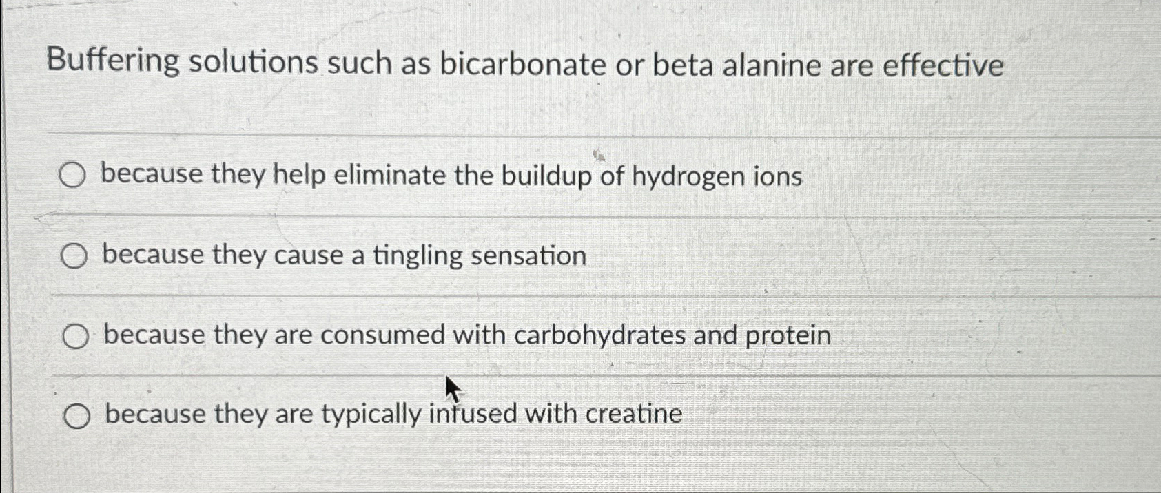 Solved Buffering solutions such as bicarbonate or beta | Chegg.com