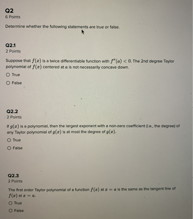 Solved Q2 6 Points Determine whether the following | Chegg.com