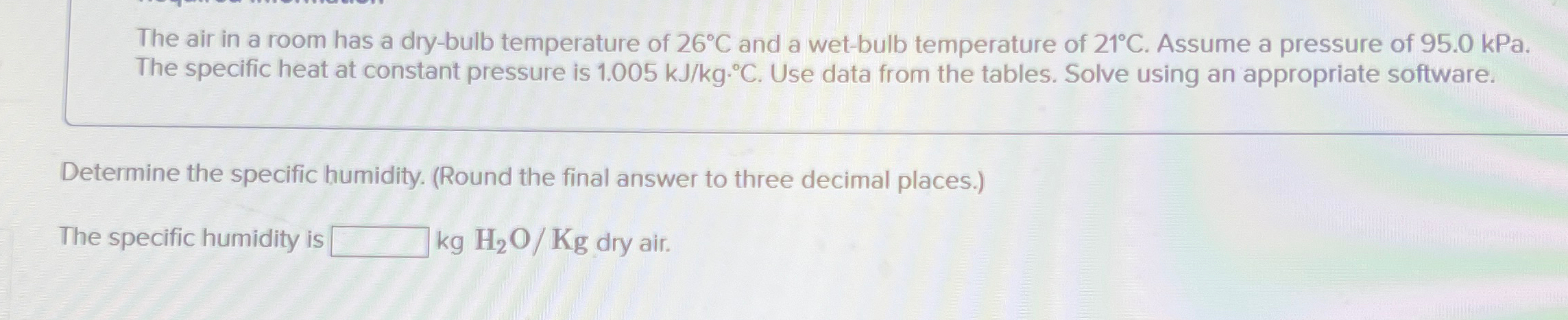 Solved The air in a room has a dry-bulb temperature of 26°C | Chegg.com