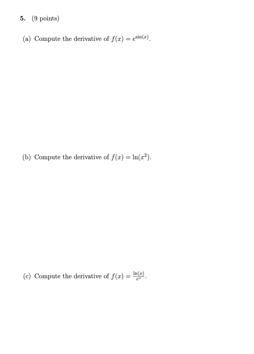 Solved by an EXPERT (9 points)(a) Compute the derivative | Chegg.com Solved by an EXPERT (9 points)(a) Compute the derivative | Chegg.com