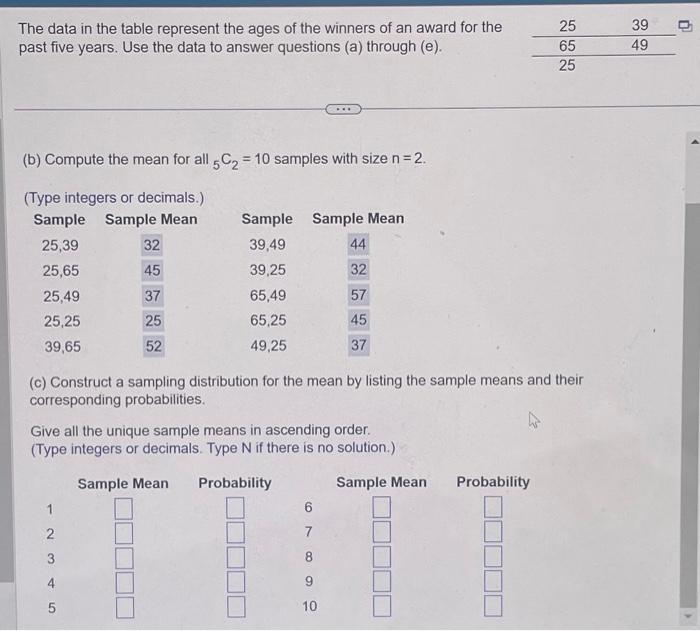Solved The data in the table represent the ages of the | Chegg.com