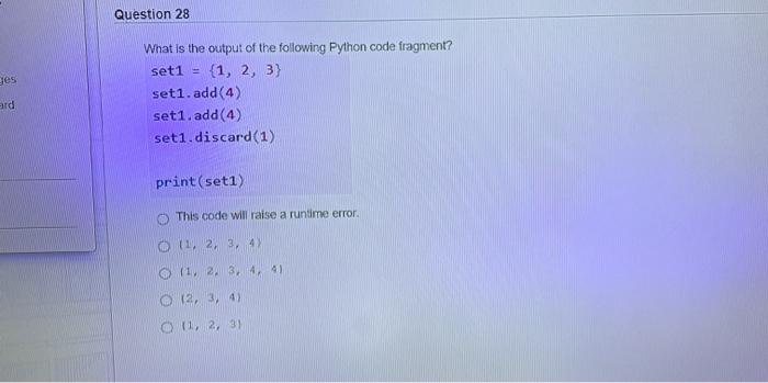 Solved Question 28 What is the output of the following | Chegg.com