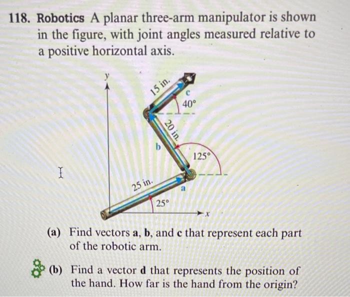 Solved 118. Robotics A planar three-arm manipulator is shown | Chegg.com