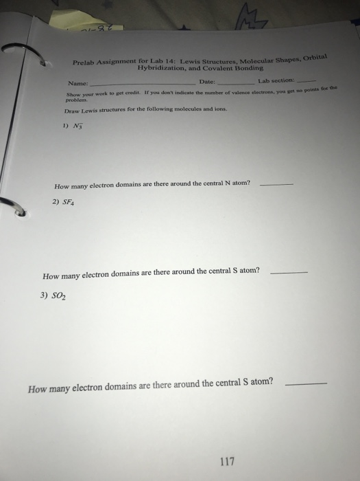 Solved Prelab Assignment for Lab 14: Lewis Structures. | Chegg.com