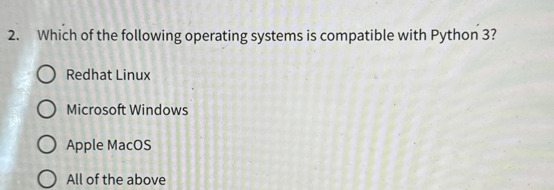 Solved Which of the following operating systems is | Chegg.com