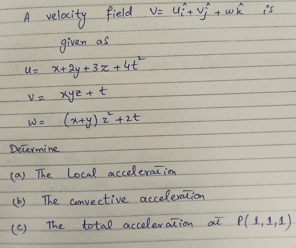 Solved field = uit ug + wh V OS A velocity + given as U= | Chegg.com