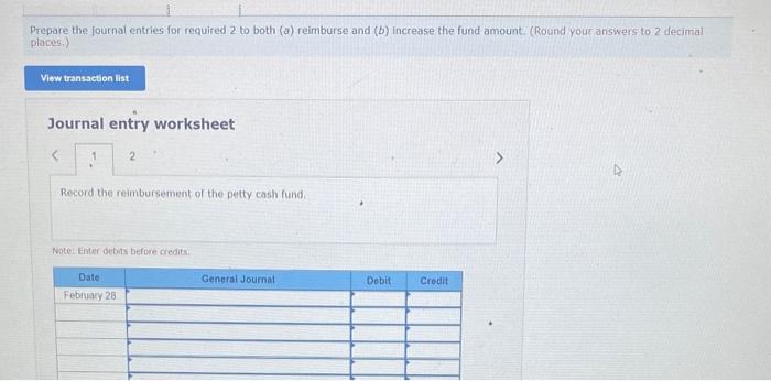 Solved Problem 6.3A (Algo) Establishing, reimbursing, and | Chegg.com