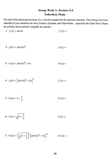 Solved Group Work 1, Section 3.5 Unbroken Chain For each of | Chegg.com