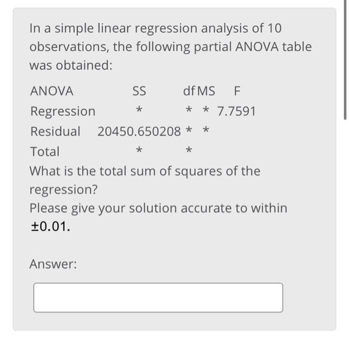 Solved In a simple linear regression analysis of 10 | Chegg.com