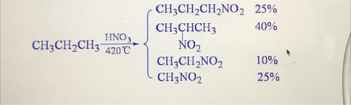 Solved HNO3 CH3CH2CH3 420°C CH3CH2CH2NO2 25% CH3CHCH3 40% | Chegg.com
