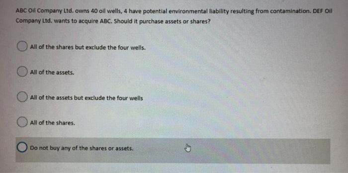 Solved ABC Oil Company Ltd. owns 40 oil wells, 4 have | Chegg.com
