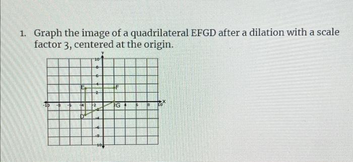 Solved 1. Graph the image of a quadrilateral EFGD after a | Chegg.com