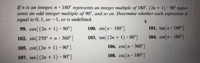 Solved If n is an integer, n. 180° represents an integer | Chegg.com