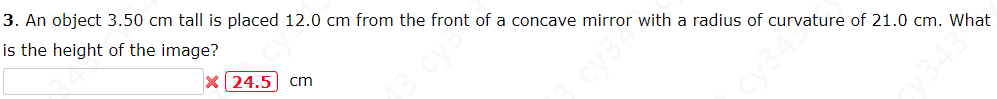 Solved An object 3.50cm ﻿tall is placed 12.0cm ﻿from the | Chegg.com