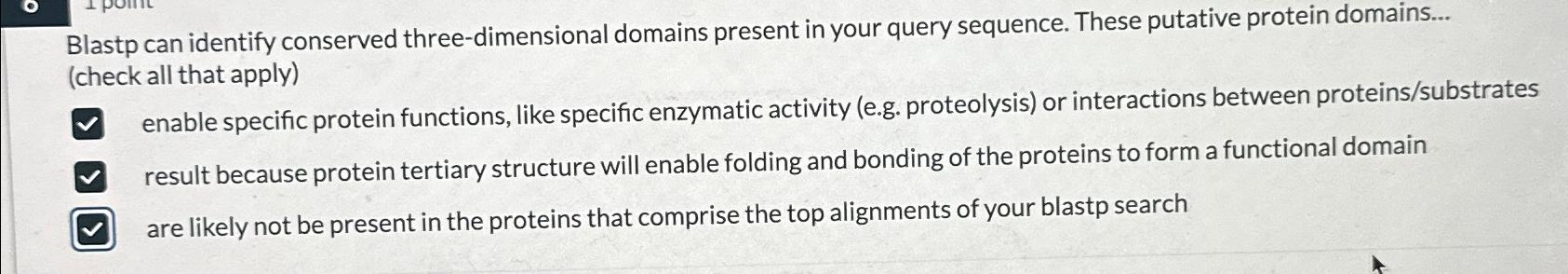 Solved Blastp can identify conserved three-dimensional | Chegg.com