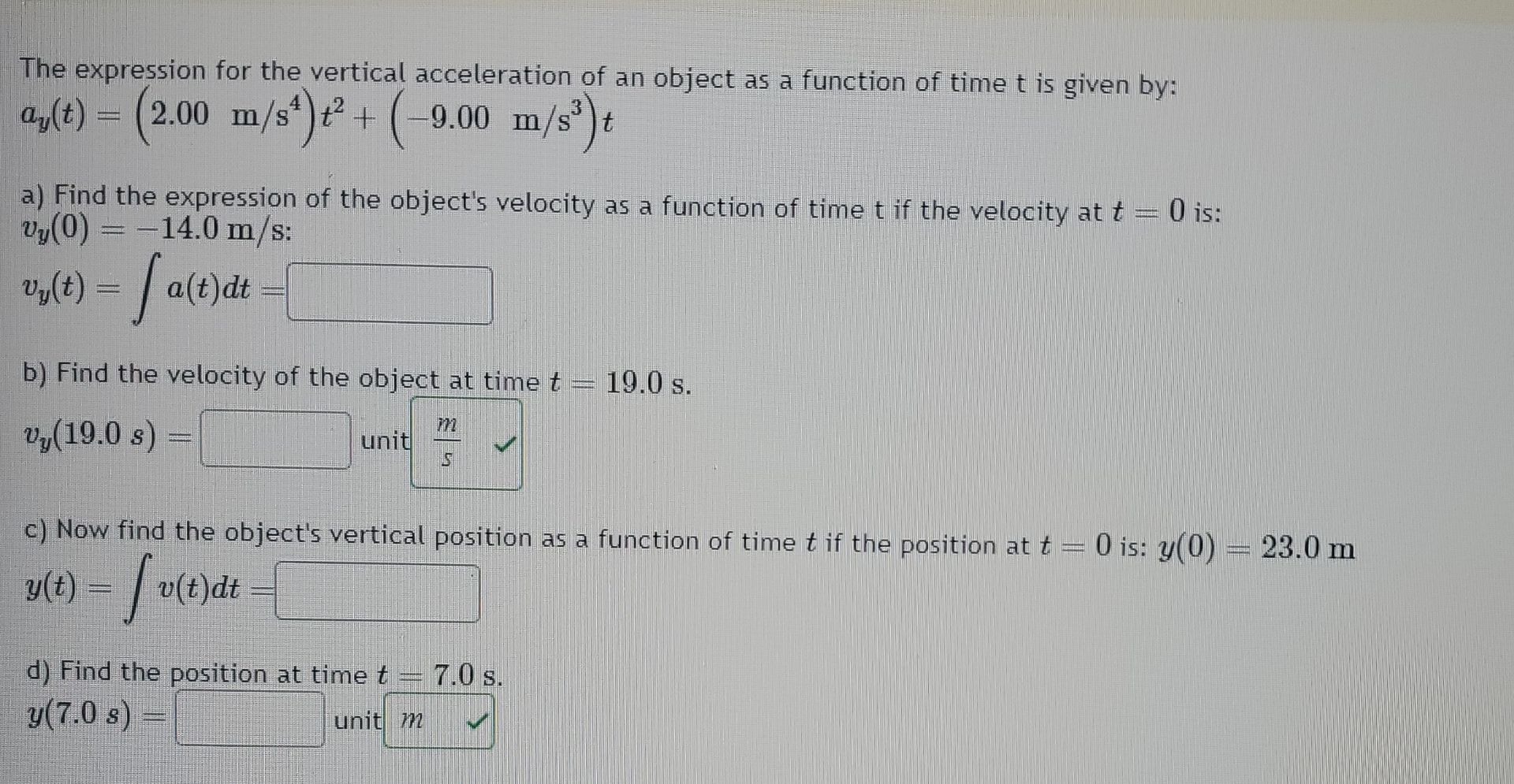 Solved The expression for the vertical acceleration of an | Chegg.com