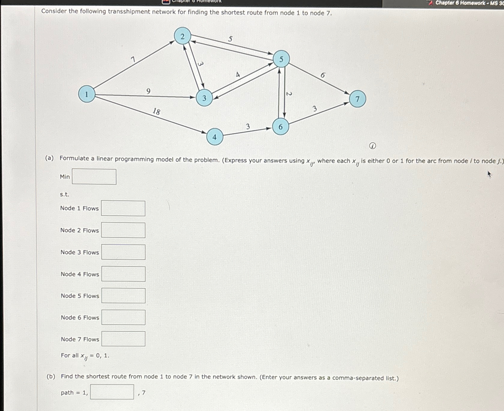 Solved Consider the following transshipment network for | Chegg.com