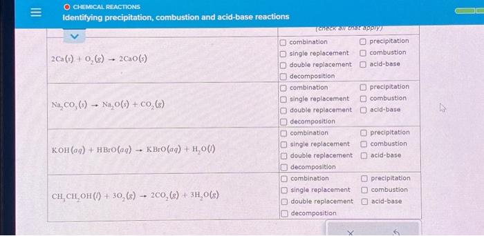 Solved CHEMICAL REACTIONS Identifying precipitation, | Chegg.com