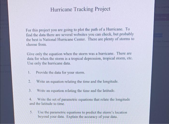 Hurricane Tracking Project For this project you are | Chegg.com
